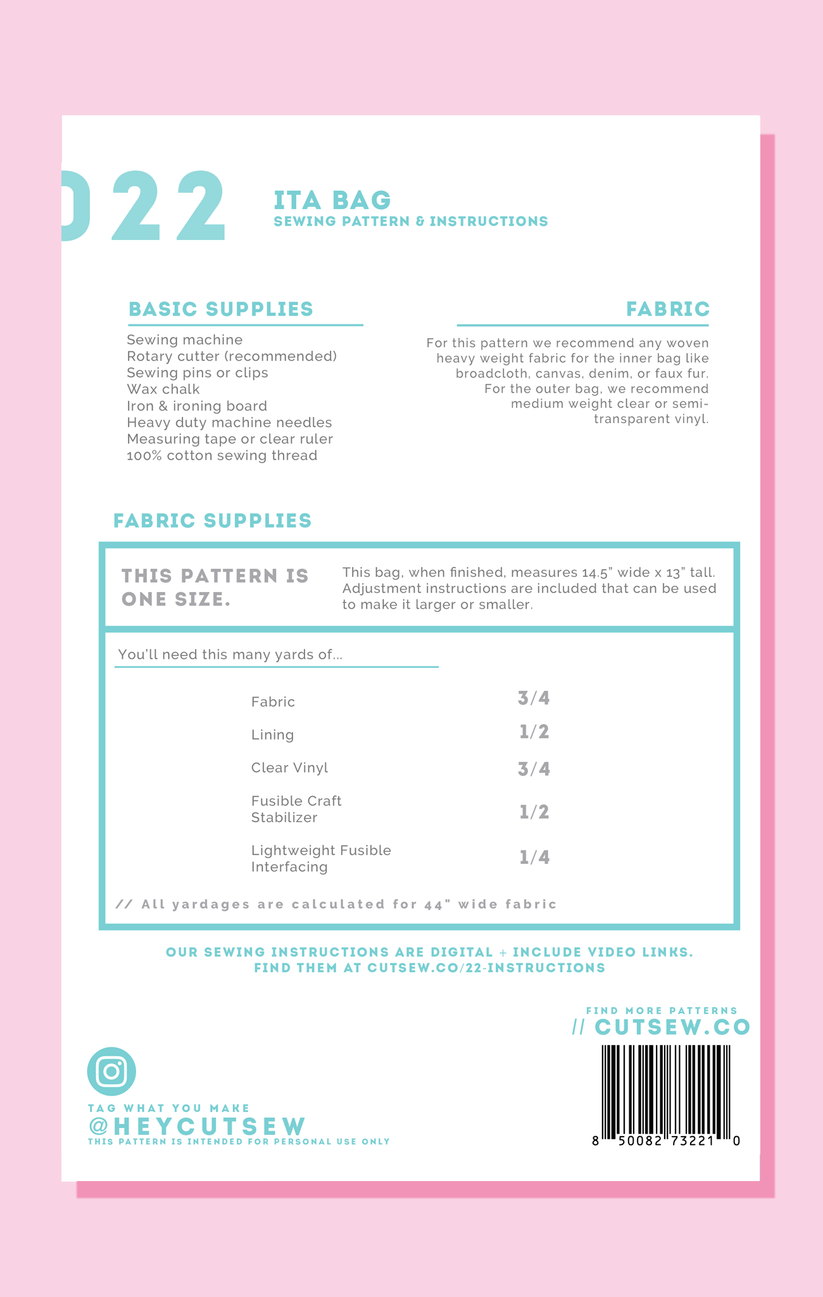 CUT/SEW // Ita Bag Sewing Pattern – CUT/SEW Patternmaking