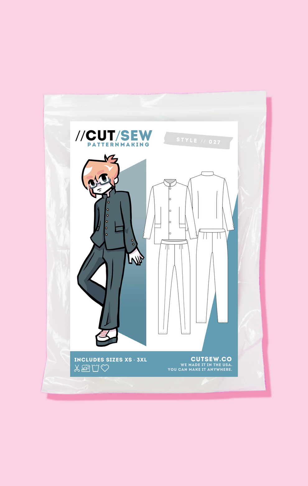 Gakuran Anime School Boy Uniform Sewing Pattern // CUT/SEW – CUT/SEW ...