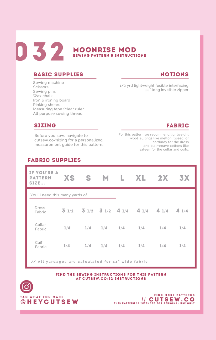 Moonrise Mod Vintage Dress Sewing Pattern // CUT/SEW – CUT/SEW ...