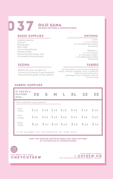 Ouji J-Fashion Boy Lolita Sewing Pattern // CUT/SEW – CUT/SEW Patternmaking